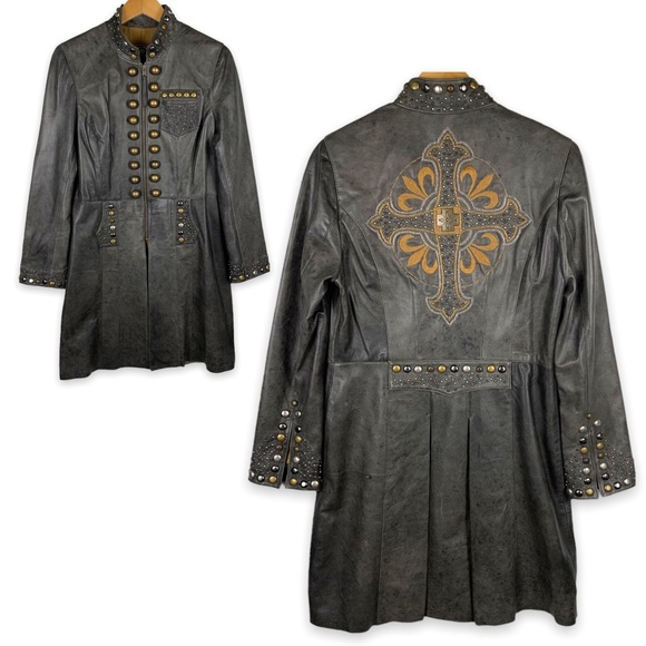 Double D Ranch | Jackets & Coats | Double D Ranch Gray Leather Cross ...